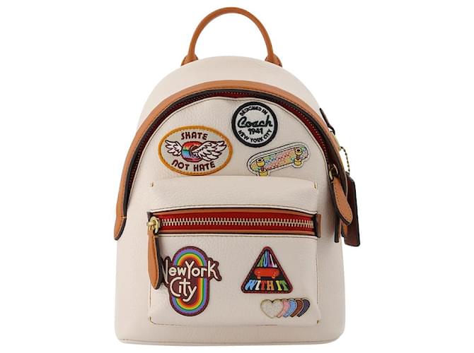 Coach Pride Patches Charter Backpack 18 Beige Leather ref.580644 - Joli ...