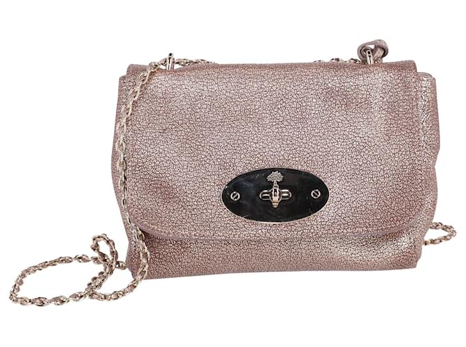 Mulberry Lily Chain Flap Bag in Metallic Gold Leather Golden ref.585098 ...