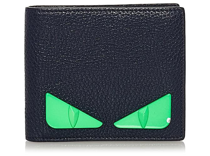 Fendi Blue Monster Leather Bifold Wallet Pony-style calfskin ref.588653 ...