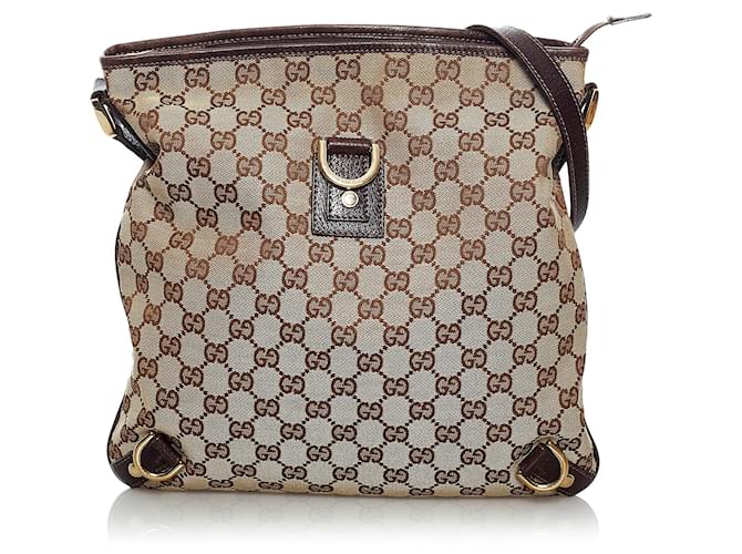 Gucci Brown GG Canvas Abbey D-Ring Crossbody Bag Beige Dark brown ...