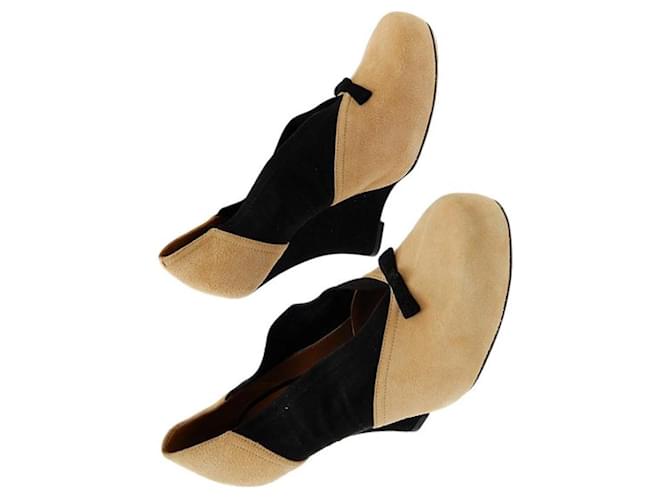 Tabitha Simmons Wedge Heels Black Caramel Suede ref.591704 - Joli Closet