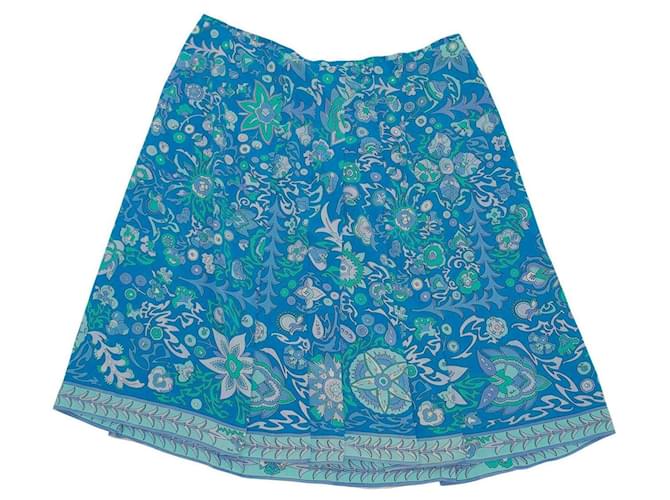 Emilio Pucci Pucci skirt in aqua & blue paisley print silk ref.592223 ...