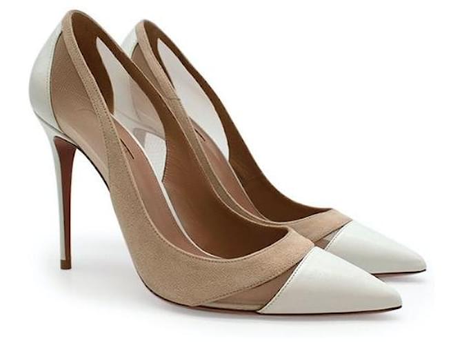 Aquazzura White & cream leather heeled pumps ref.596454 - Joli Closet
