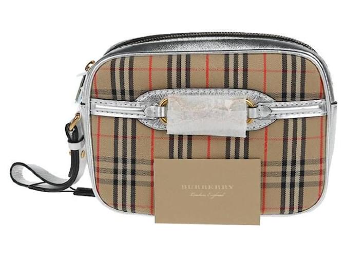 Burberry House Check & Leather Trimmed Shoulder Bag Brown Cloth ref ...