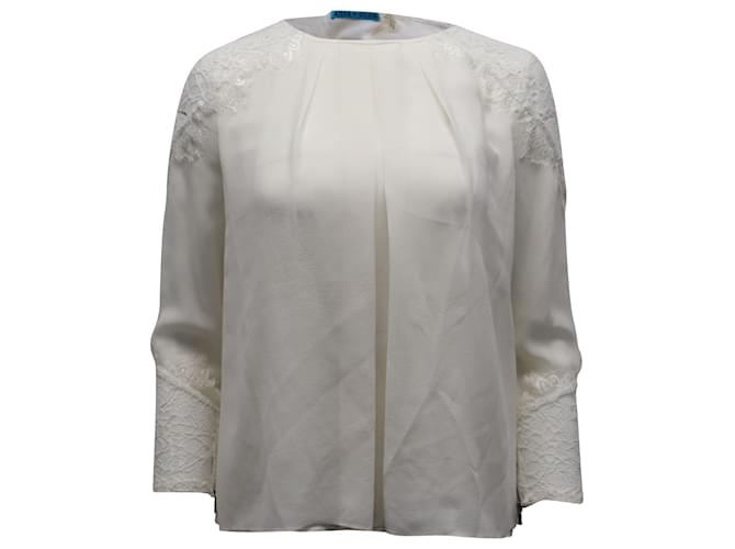 Alice + Olivia Alice & Olivia Bouquet Lace Blouse in Cream Silk White ...
