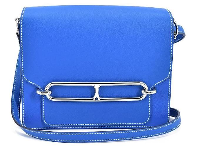 Hermès Evercolor Sac Roulis 23 Blue Leather Pony-style calfskin ref ...