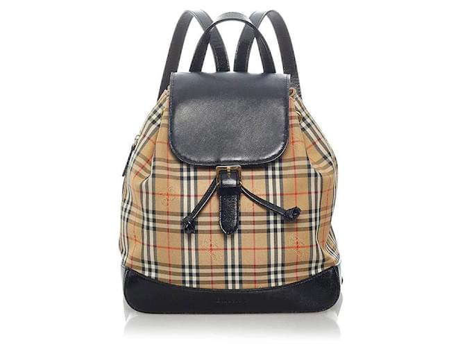 Burberry Vintage Check Canvas Backpack Brown Cloth ref.601747 - Joli Closet