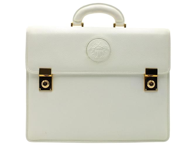 Gianni Versace Vintage White Grained Leather Briefcase ref.602422 ...