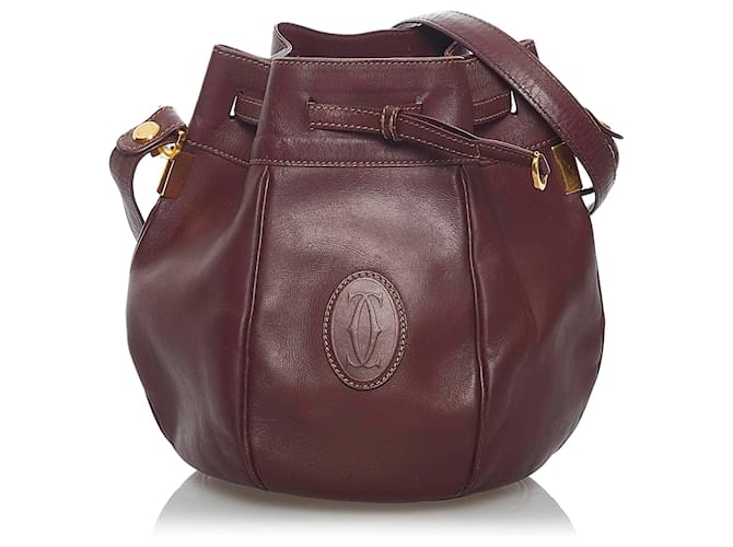 Cartier Red Must de Cartier Leather Bucket Bag Dark red Pony-style ...