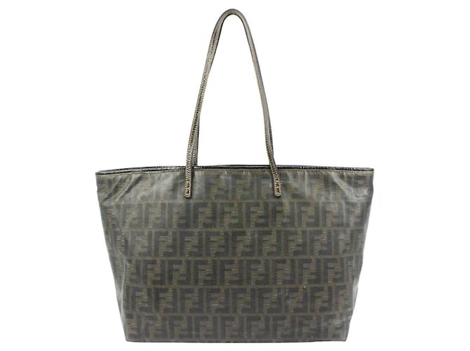 Fendi Brown Monogram FF Zucca Roll Tote Shopper Upcycle Ready Leather ...