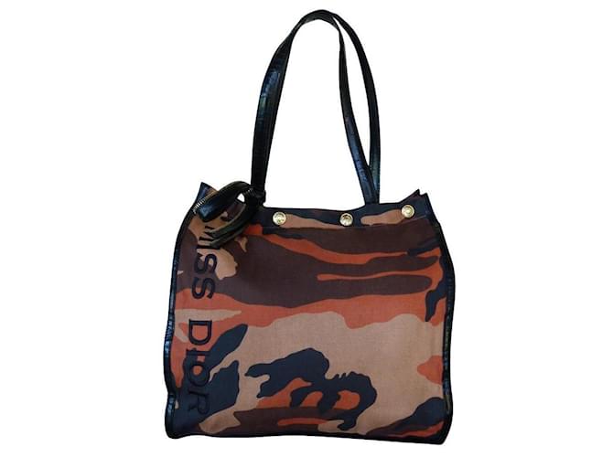 Dior Sacs à main Toile Marron Noir Orange ref.605451 - Joli Closet