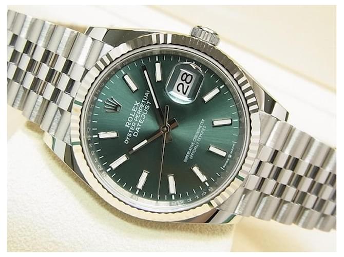 Rolex Datejust 36 Menta verde 126234 hombres no utilizados Plata Acero ...