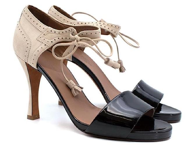 Hermès Bicolour suede & leather broguing heeled pumps Black ref.611678 ...