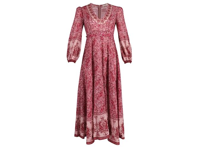 Zimmermann Amari Paisley-Print Midi Dress in Red Cotton Voile ref ...