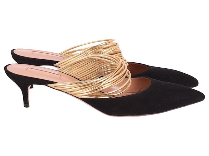 Aquazzura Mules à Talons Bas 'Rendez Vous' à Bretelles Métalliques en ...