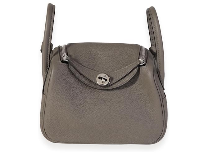 Hermès Etain Clémence Mini Lindy 20 PHW Gris ref.614474 - Joli Closet