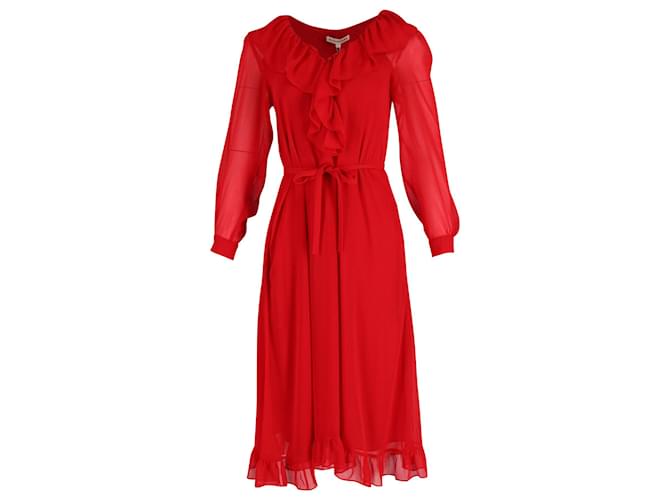 Alexa Chung Ada Ruffled Georgette Midi Dress in Red Polyester ref ...