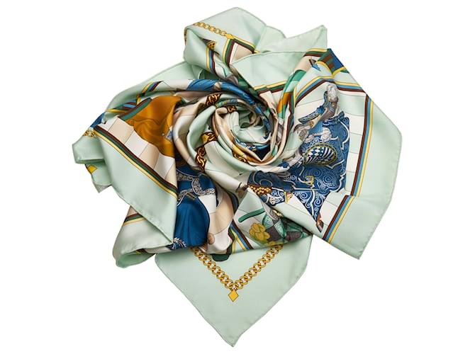 Hermès Hermes Blue Chocs En Plumes Silk Scarf Multiple colors Light ...