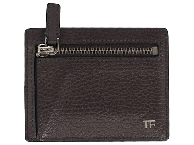 Tom Ford T Line Kartenetui aus braunem Leder ref.617708 - Joli Closet