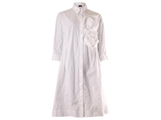 Simone Rocha Rose-Appliqué Shirt Dress in White Cotton Poplin ref ...