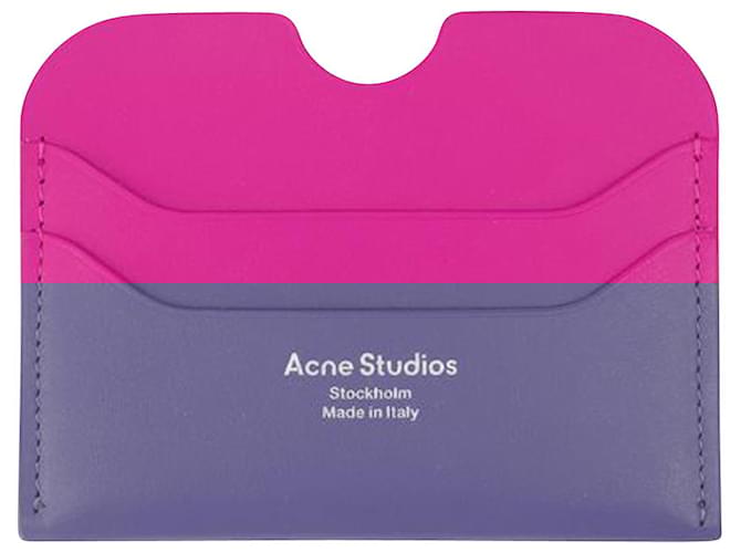 Acne Porte-cartes Elmas, Gros, en cuir noir / blanc Rose ref.625022 ...