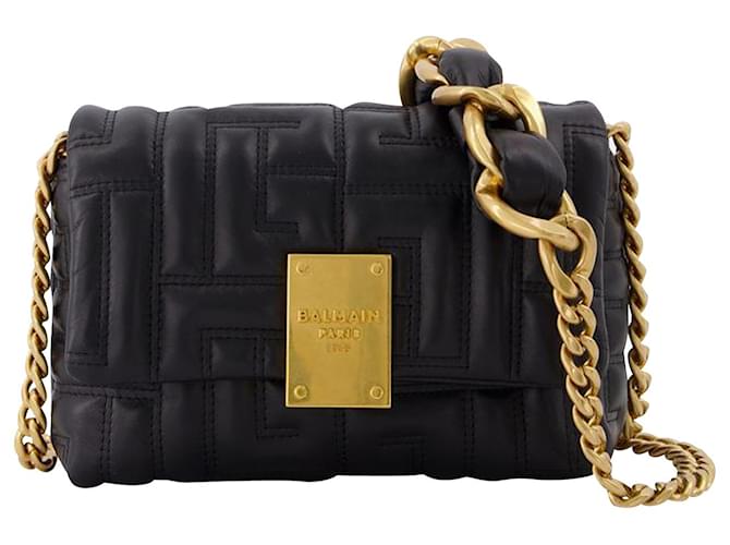 Balmain Small Quilted 1945 Soft Bag in Black Leather ref.625080 - Joli ...