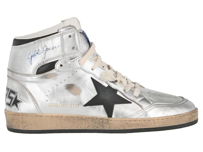 Baskets Golden Goose Sky-Star Argenté Métallisé ref.627445 - Joli Closet