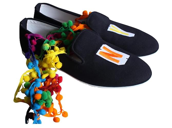 Joshua Sanders Slip-on Black Multiple colors Leather Cotton Cloth ref ...