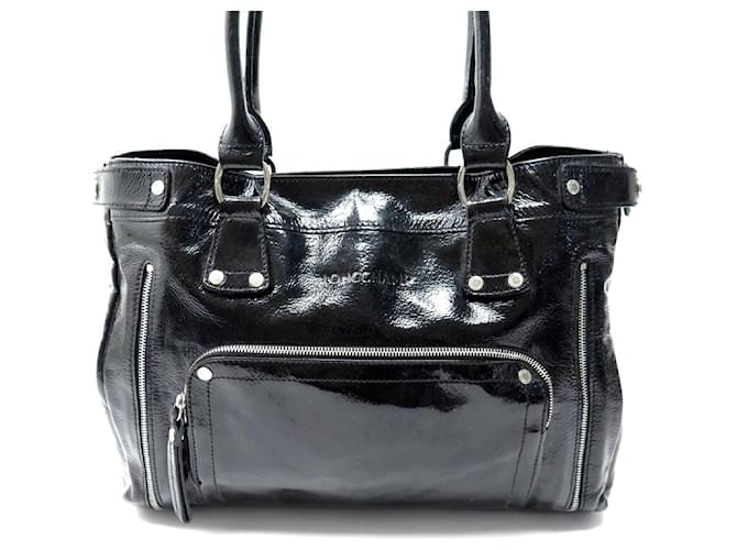 LONGCHAMP LEGENDE HANDBAG IN BLACK PATENT LEATHER BAG ref.636930 - Joli ...