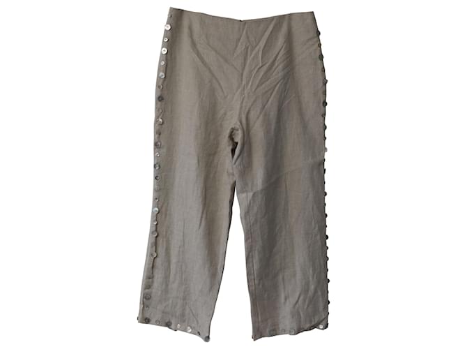 Staud Ravella Pants with Button Details in Beige Linen ref.637731 ...