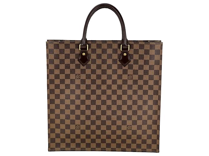 Louis Vuitton Sac Sac Plat Damier Ebene Canvas Tote Shopping Bag ...