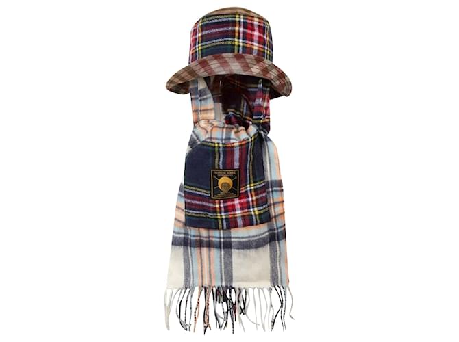 Marine Serre Clashing Tartans Bucket-Scarf Hat Blue ref.648016 - Joli ...
