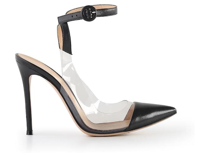 Gianvito Rossi Black Leather & PVC Anise Pumps ref.656165 - Joli Closet
