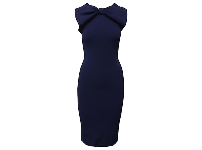 Roland Mouret Lyrata Ribbon Detailed Dress in Blue Viscose Cellulose ...