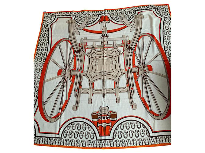 Hermès "the wheels stand Phaeton" Orange Cashmere ref.662750 - Joli Closet