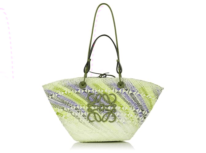 Loewe Brown Paulas Ibiza Anagram Sac cabas en raphia arc-en-ciel Marron ...