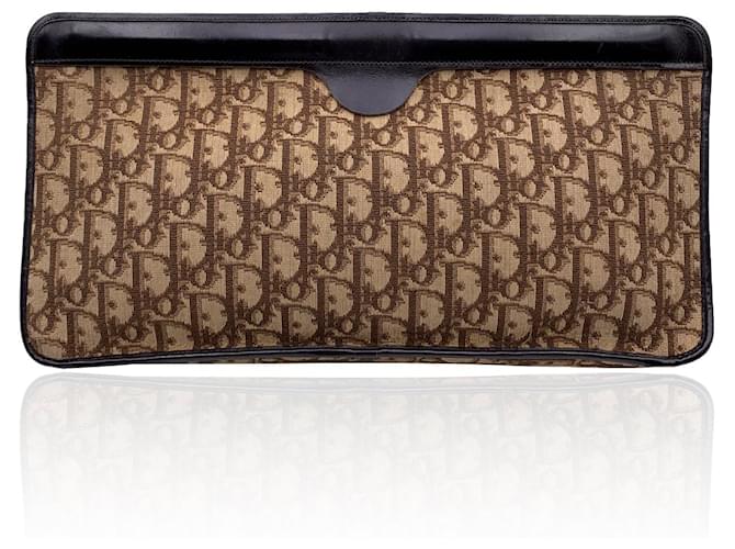 Christian Dior Vintage braun Logo Gobelin Canvas Clutch Bag Geldbörse ...