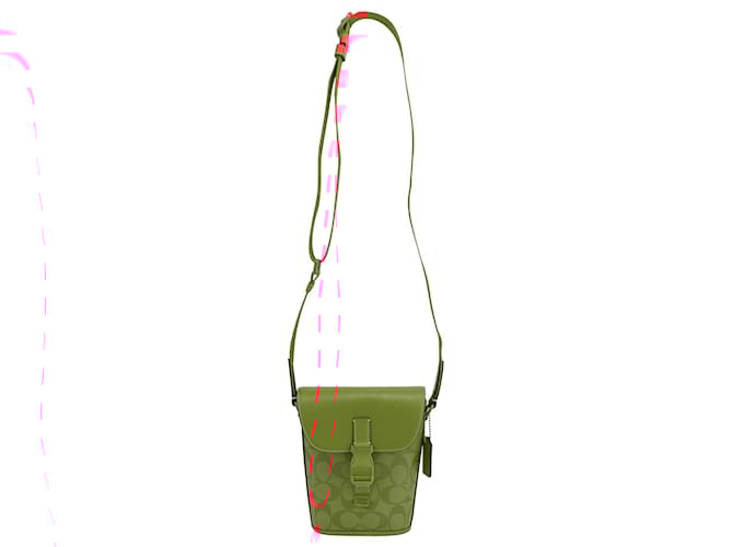 Coach Track Petit Sac à Bandoulière à Rabat en Toile Rouge et cuir de ...