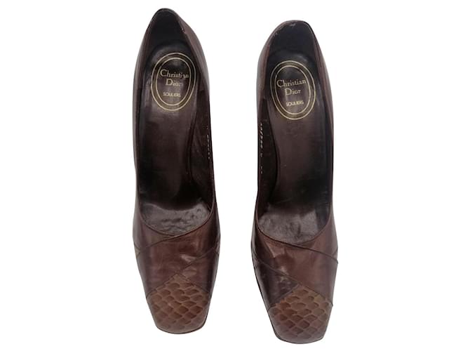 Escarpins christian dior vintage couleur marron cuir produit original t ...
