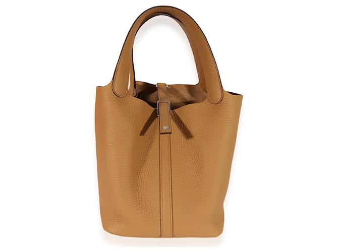 Hermès Hermes Biscuit Clemence Picotin Lock 22 Phw Brown Leather ref ...