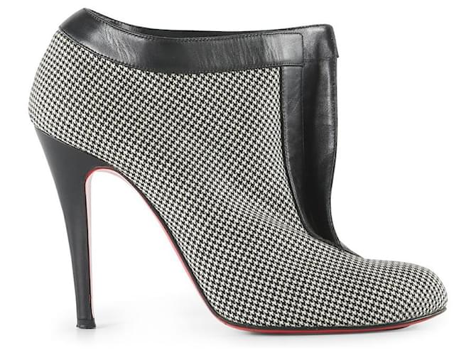 Christian Louboutin Black & White Houndstooth Ankle Booties Wool ref ...