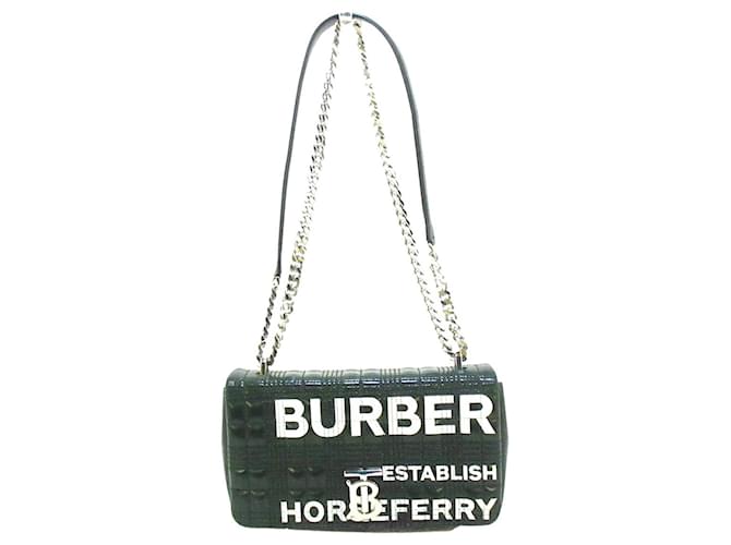 Burberry Horseferry Green Leather ref.690771 - Joli Closet