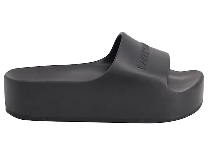 Chanclas con plataforma y logotipo de Balenciaga en caucho negro Goma ...