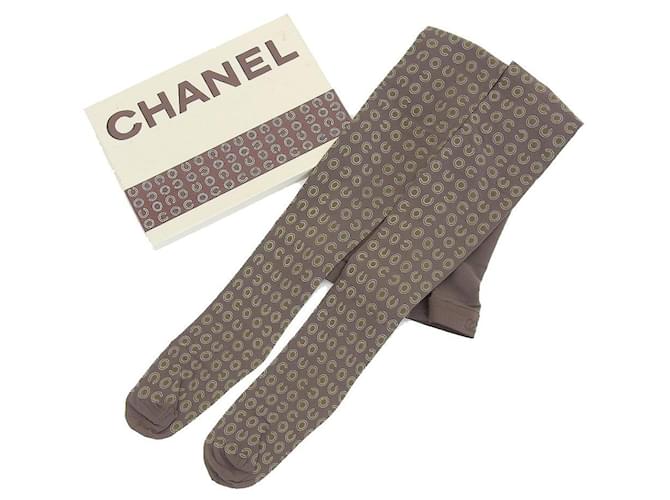*CHANEL Tights Inner Khaki 3 Brown Cotton Polyester Polyurethane ref ...