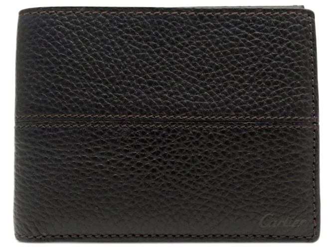 NEW CARTIER L WALLET3001263 SELLIER BROWN GRAINED LEATHER WALLET BOX ...
