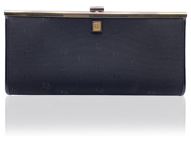 Christian Dior Vintage Black Logo Canvas Small Clutch Bag Purse Cloth ...