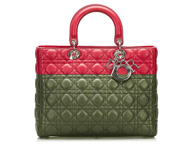 Dior Lady Dior Cuir Rouge ref.712709 - Joli Closet