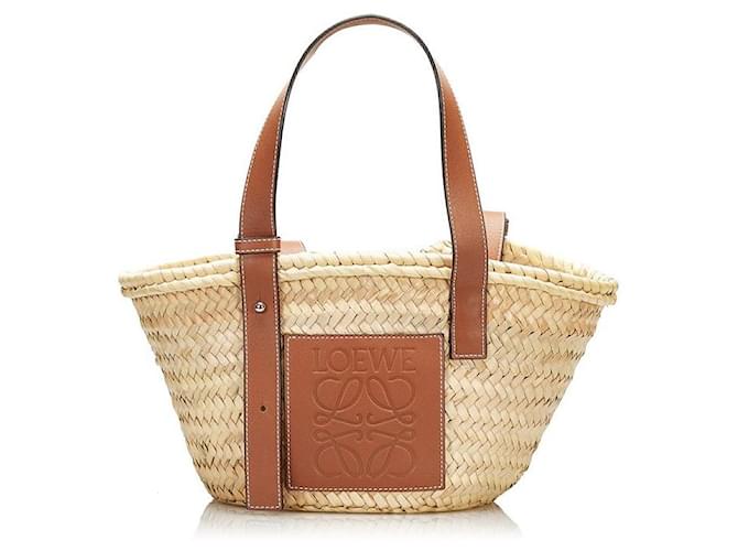 loewe Raphia Basket Tote Bag marron ref.713150 - Joli Closet