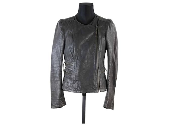 Maje jacket 38 Grey Leather ref.713872 - Joli Closet