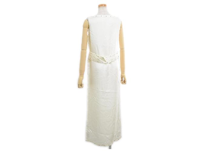 Hermès *Robe colonne HERMES fendue clous Soie Blanc ref.714311 - Joli ...